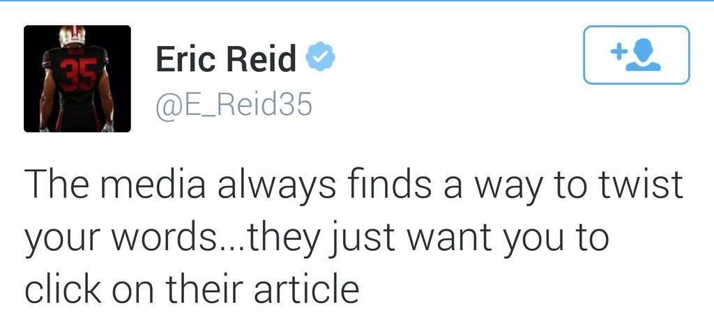 Eric Reid says he never told anyone he was contemplating retirement