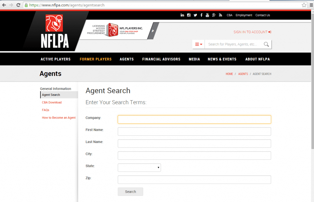 Tutorial: How to find an NFLPA certified agent, and tell if he has clients?