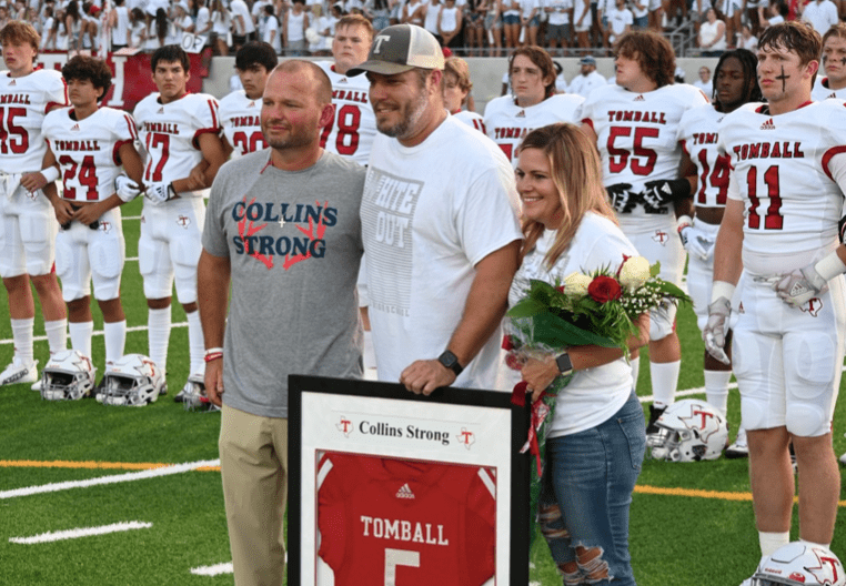 Texas football player killed by an escaped inmate honored Friday